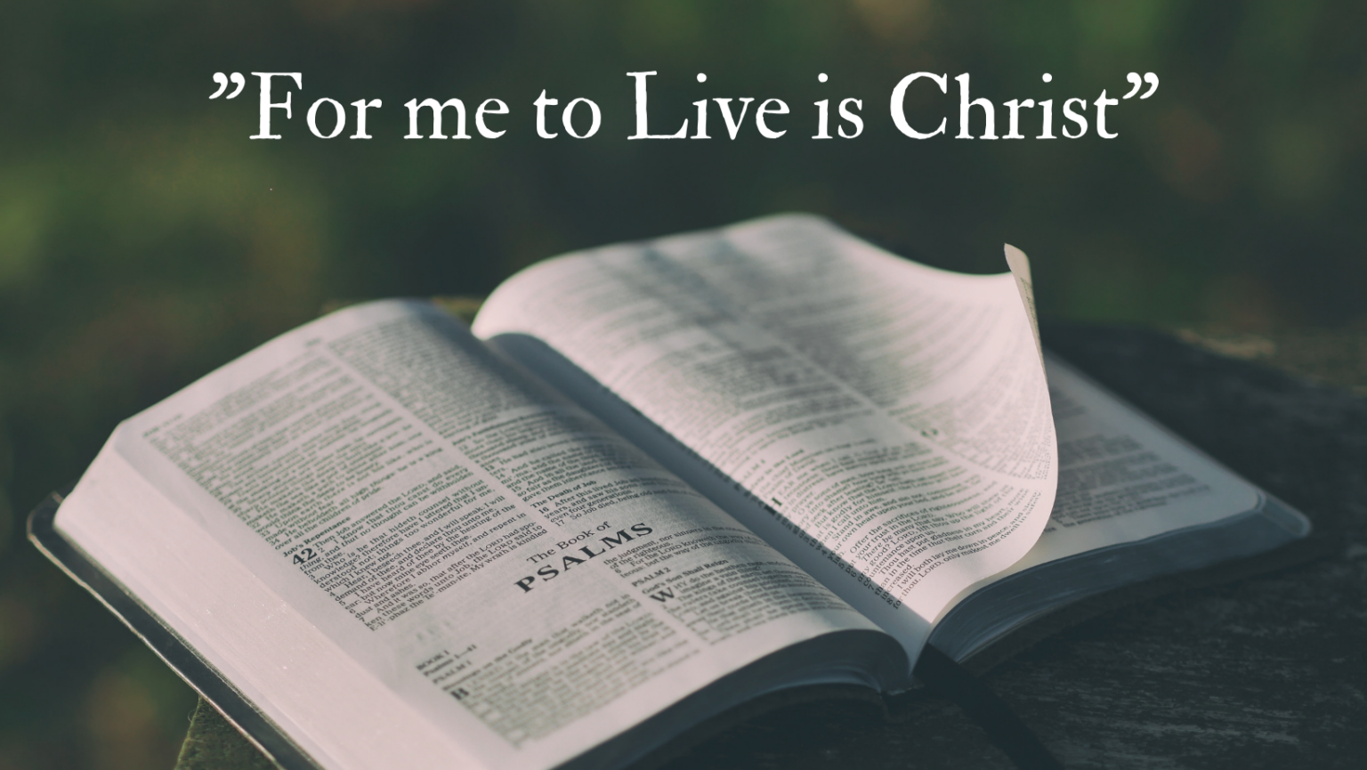 "For me to Live is Christ" - Preachers Corner